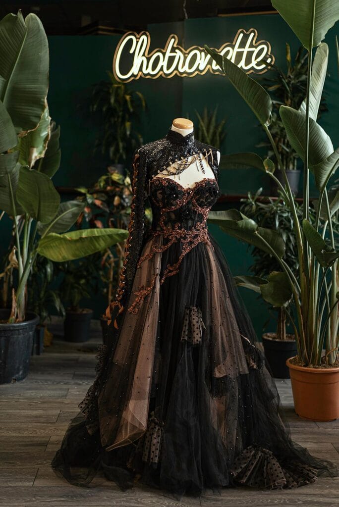 Black & Bronze Armour Dress by Chotronette - Made to Measure