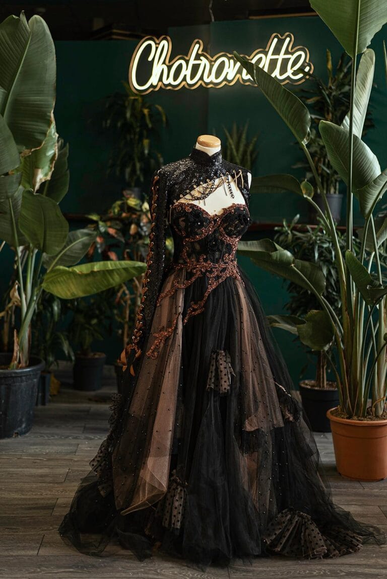 Black & Bronze Armour Dress by Chotronette - Made to Measure